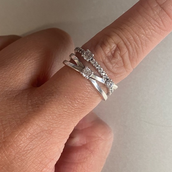 Pandora | Jewelry | Authentic Pandora Sparkling Triple Band | Poshmark